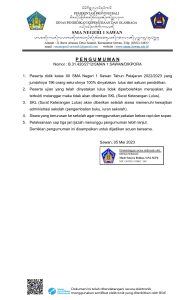 PENGUMUMAN KELULUSAN SISWA KELAS XII TAHUN 2023 – SMA NEGERI 1 SAWAN